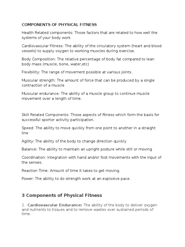 Physical Fitness Components Guide | PDF | Wellness
