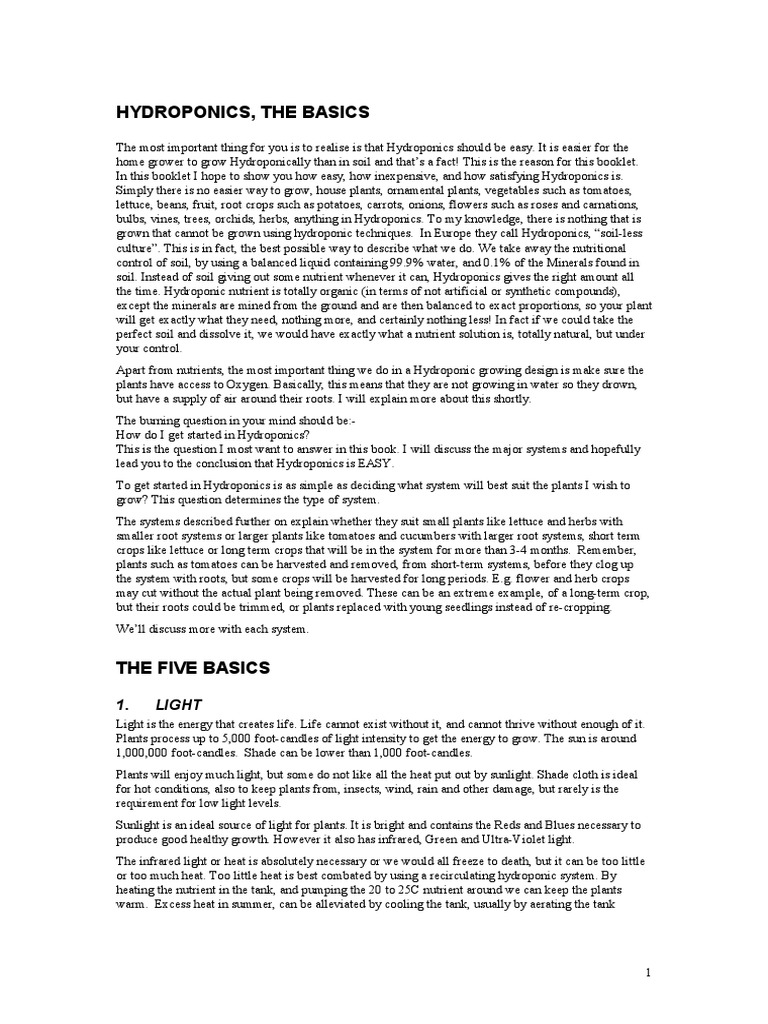 Hydroponics - The Basics | PDF
