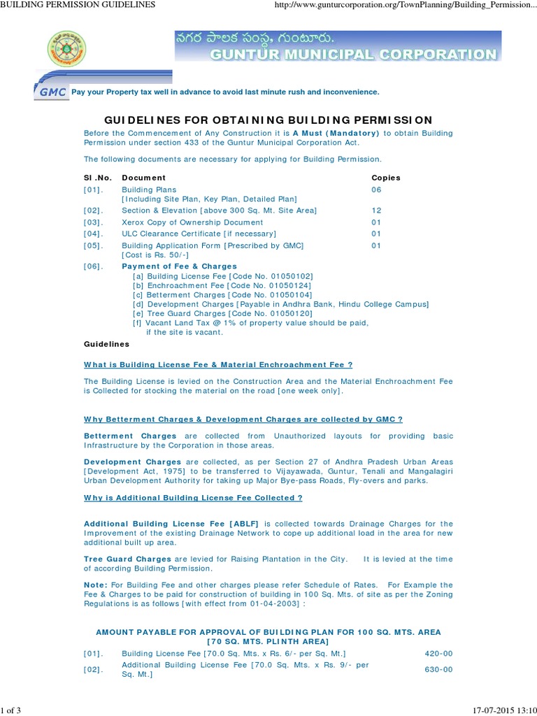 Building Permission Guidelines PDF | PDF | Fee | Taxes
