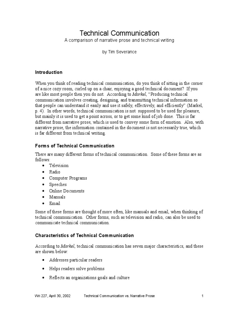 Technical Communication english 003 | Technical Communication | Narrative