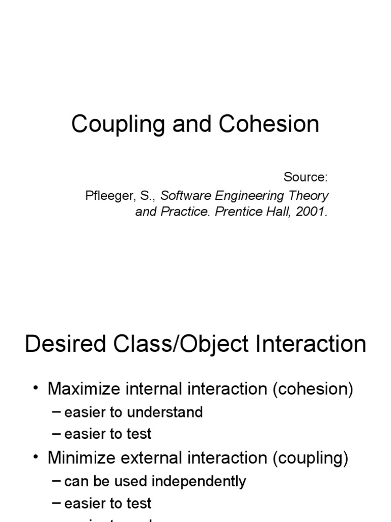 Couplingand Cohesion Pdf Component Based Software Engineering Parameter Computer Programming 