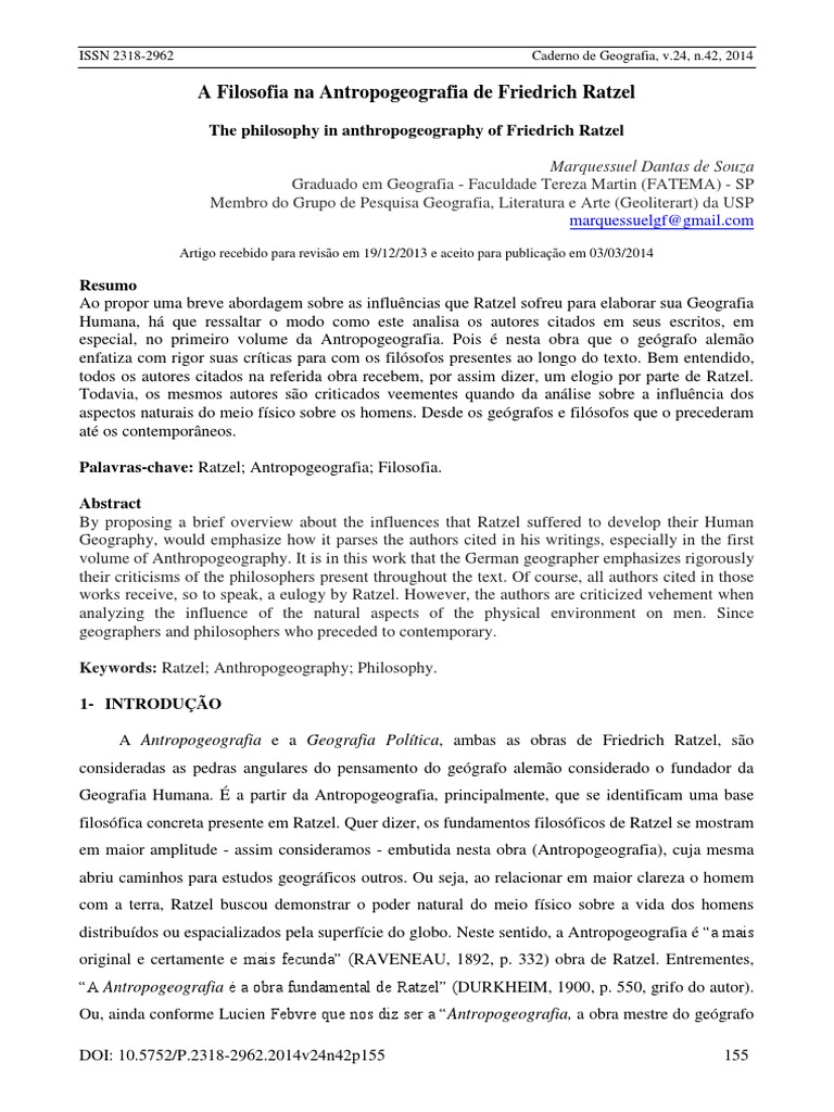 A Filosofia Na Antropogeografia de Friedrich Ratzel | PDF | Geografia ...