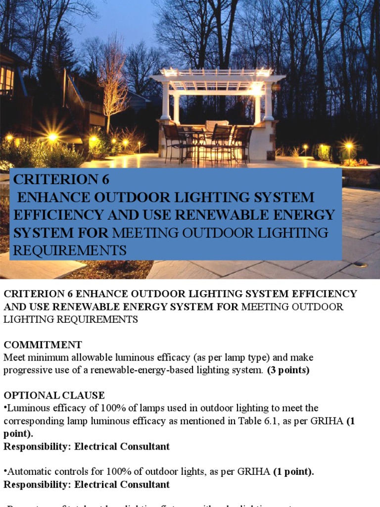 Criterion 6 Enhance Outdoor Lighting System Efficiency and Use Renewable Energy System For ...