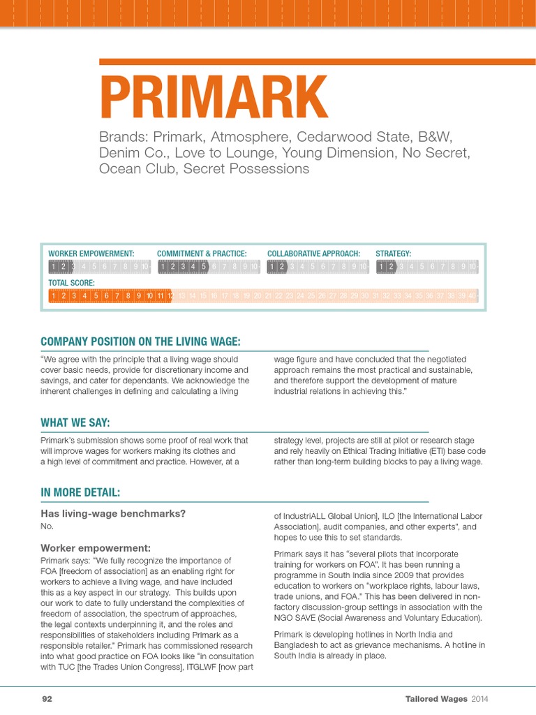 Primark Profile | PDF | Living Wage | Supply Chain