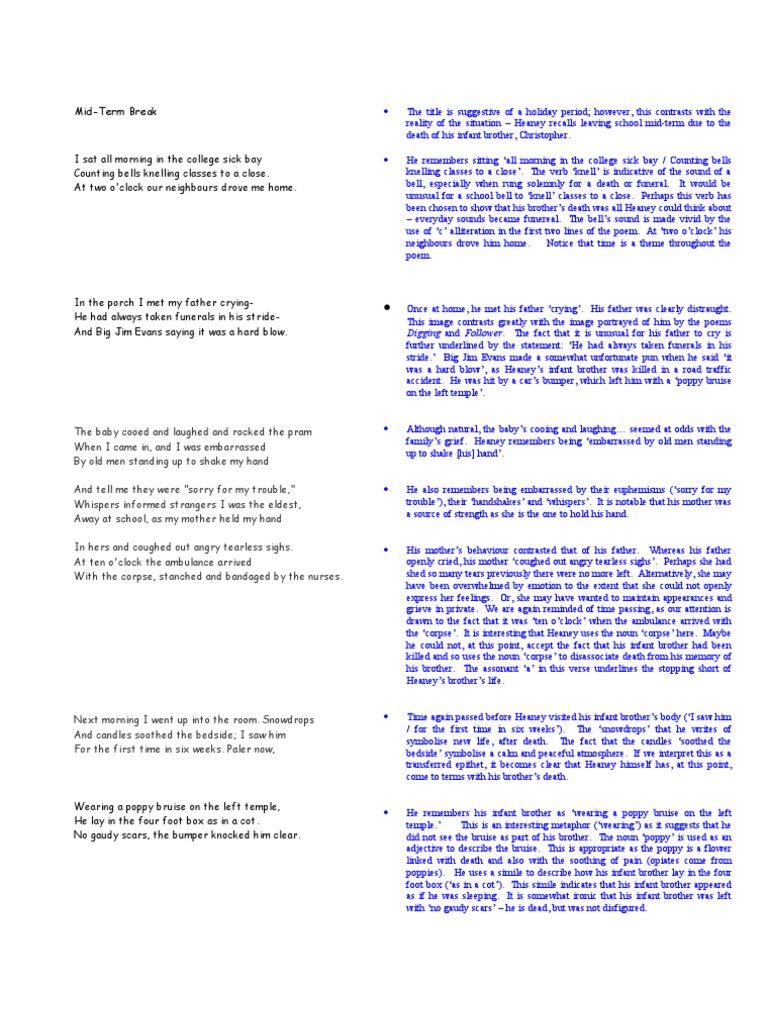 7a - Mid-Term Break | PDF | Poetry