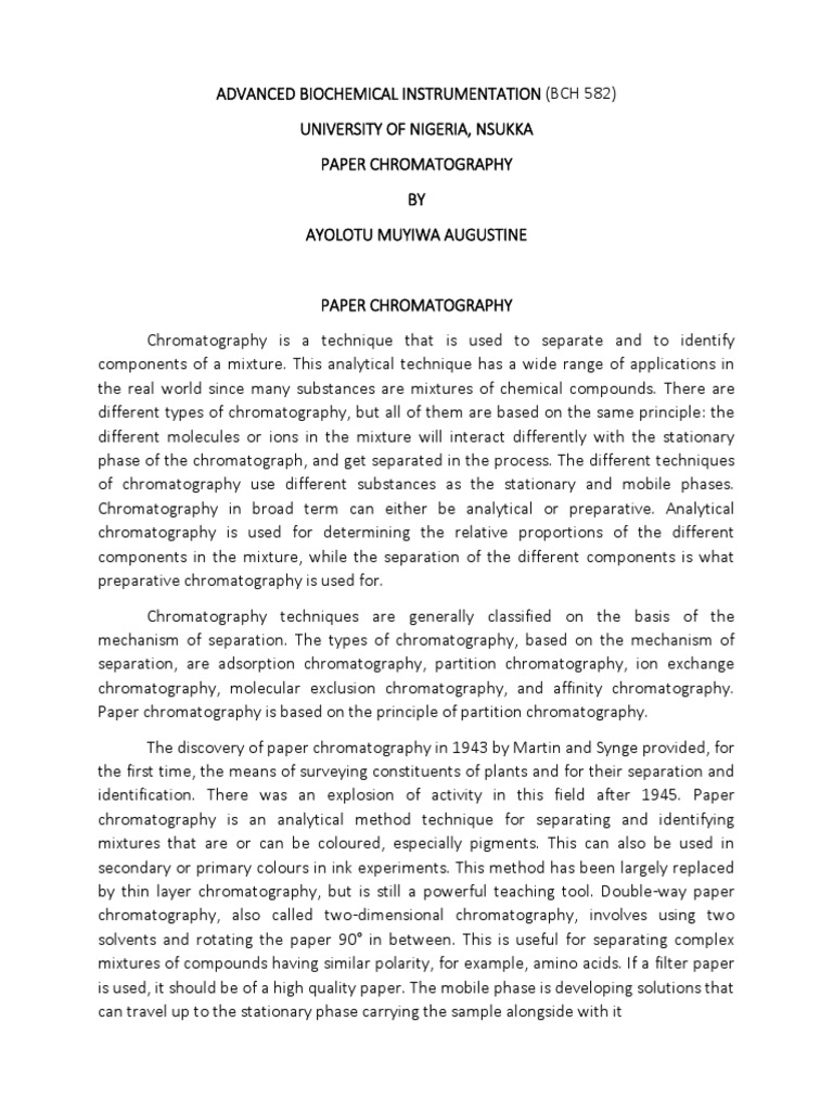 Paper Chromatography | PDF | Chromatography | Laboratory Techniques