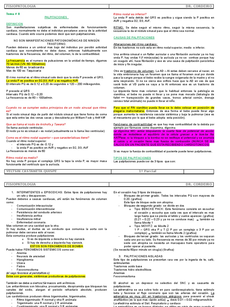Causas y tipos de palpitaciones según su presentación | PDF | Corazón ...