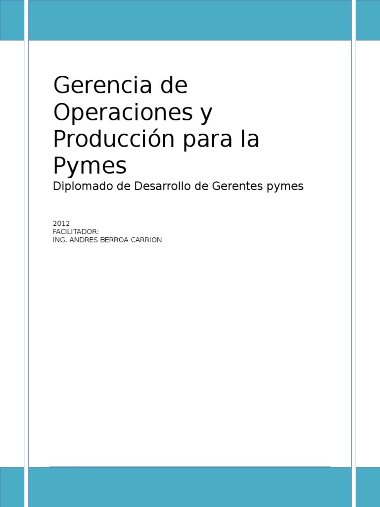 Manual de Produccion y Operaciones | PDF | Lean Manufacturing ...