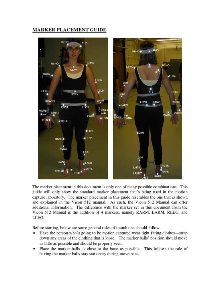 MarkerPlacementGuide Latest | PDF | Arm | Human Leg