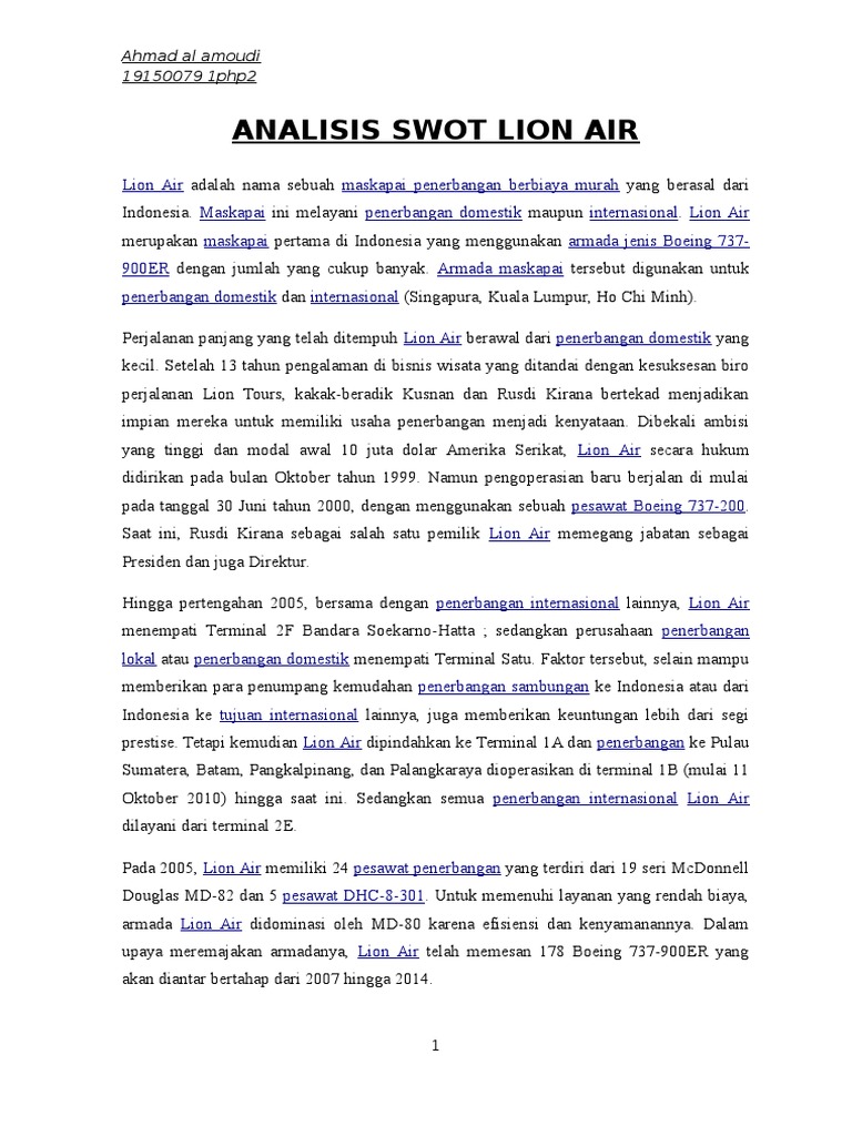Analisis Swot Lion Air | PDF