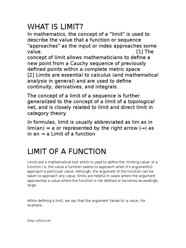 What Is Limit? | PDF | Limit (Mathematics) | Sequence