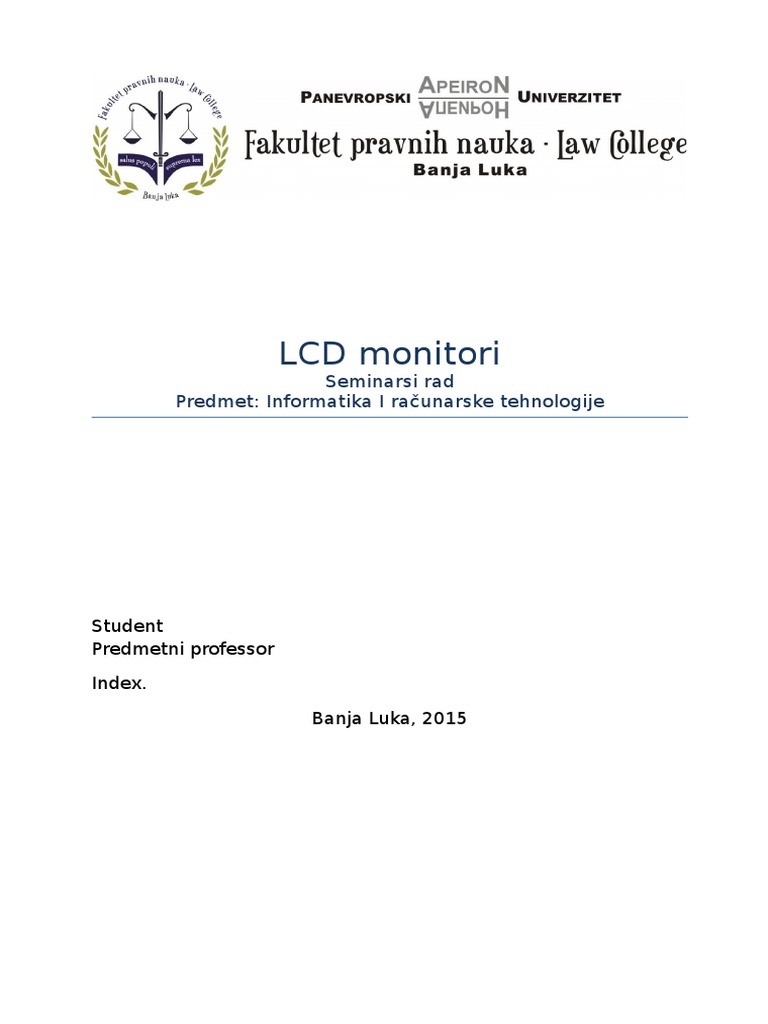 LCD-Monitori Seminarski Rad | PDF