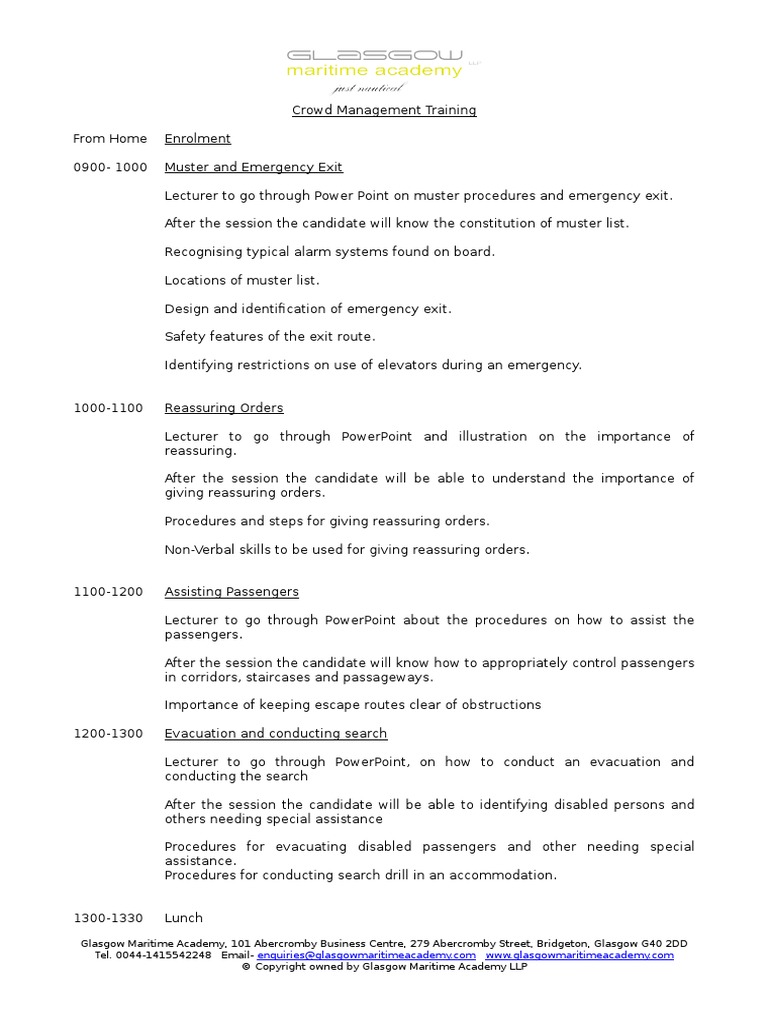 Lesson Objectives Crowd Management Training | PDF | Business
