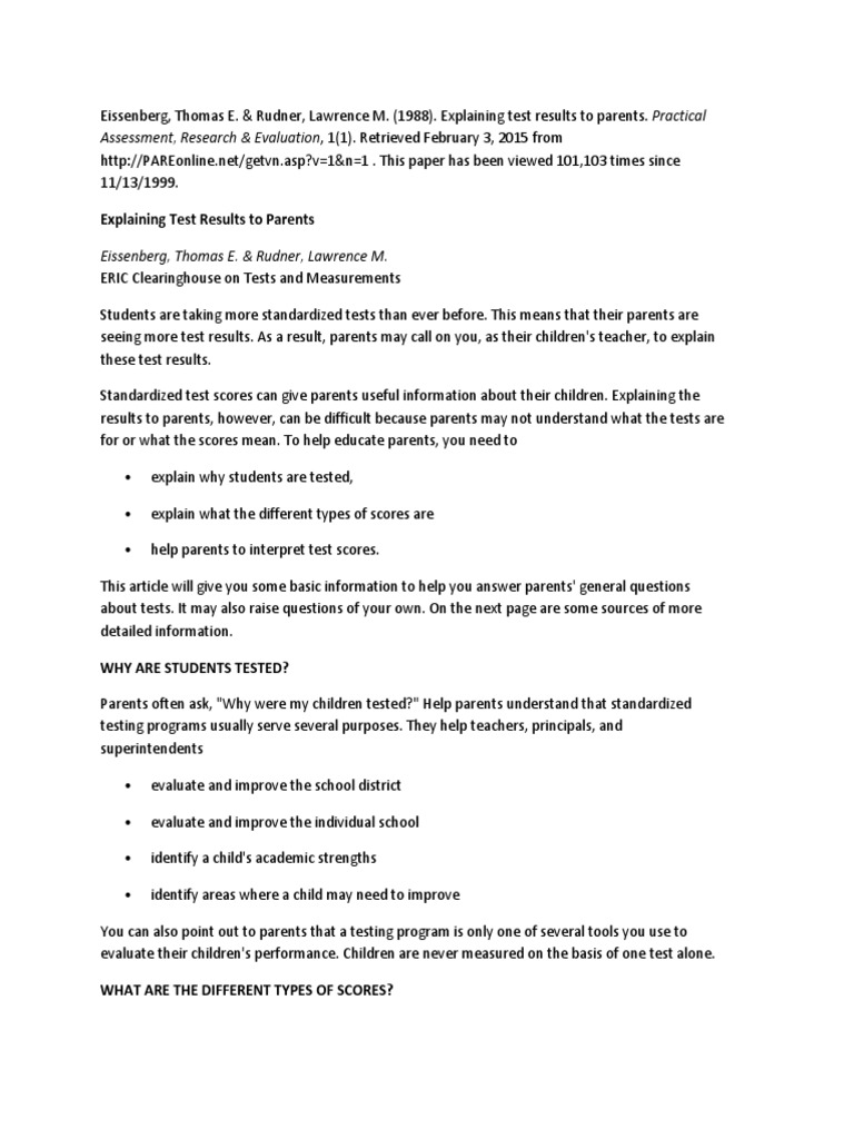 Explaining Test Scores to Parents | PDF | Standardized Tests | Percentile