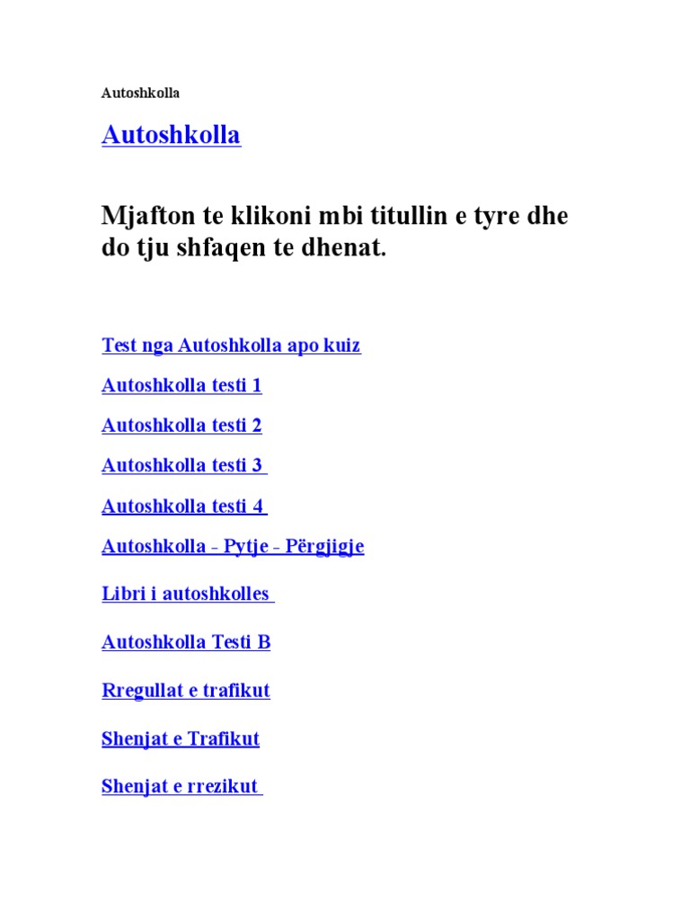 Teste Te Autoshkolles | PDF
