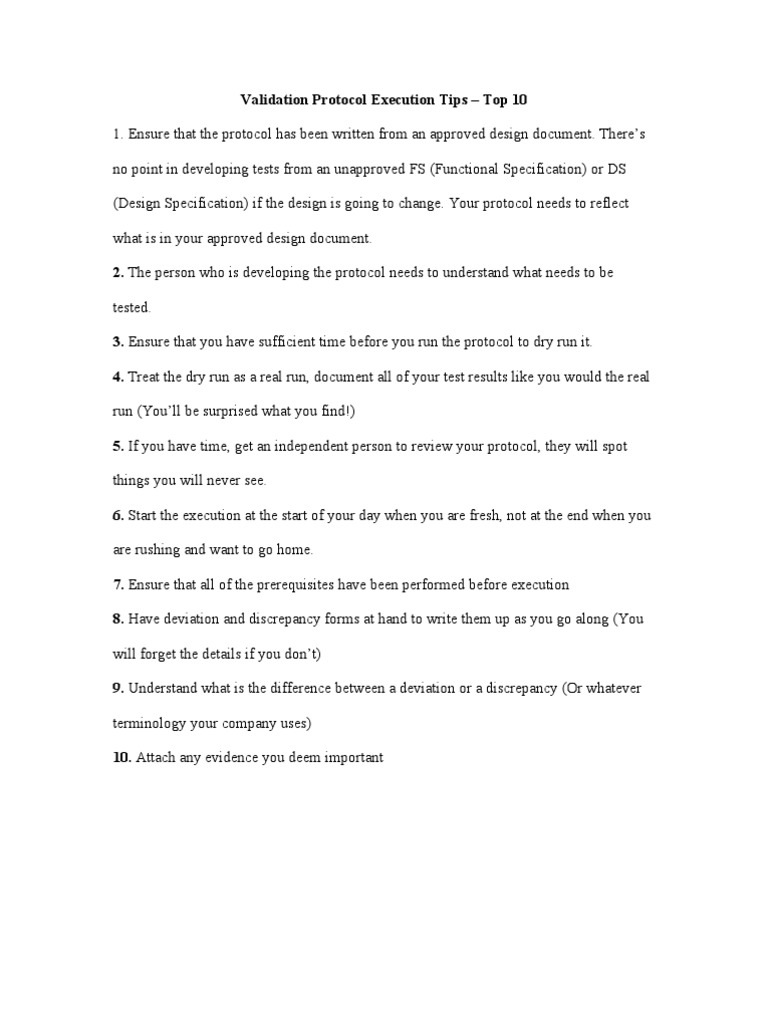Validation Protocol Execution Tips Pdf Verification And Validation Evaluation