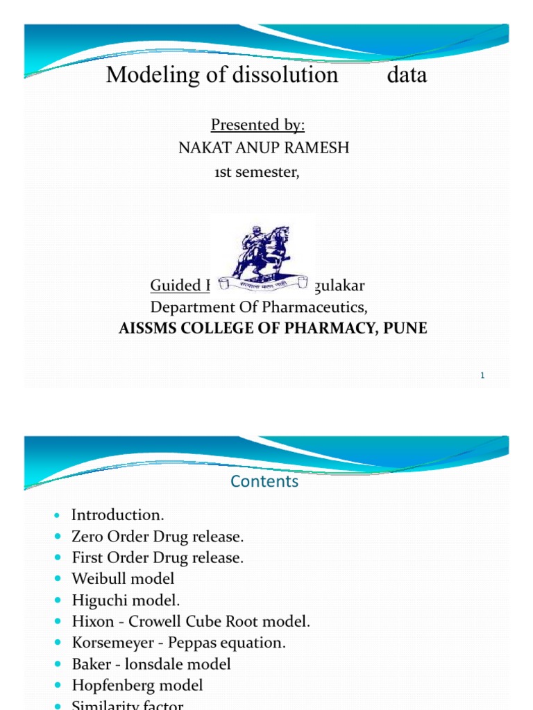 Modeling of Dissolution Data | PDF | Analysis Of Variance | Solubility