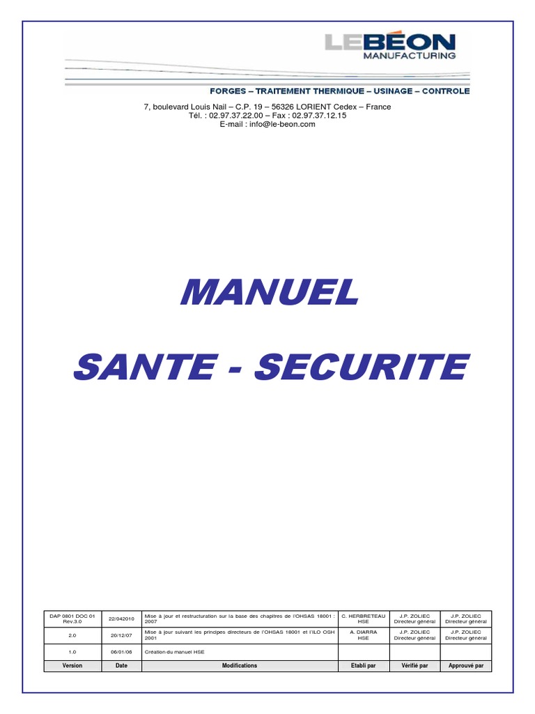 Manuel HSE | PDF | Santé et sécurité au travail | Sécurité