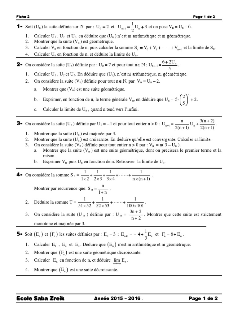 005-Exercice de Suites | Somme (arithmétique) | Séquence