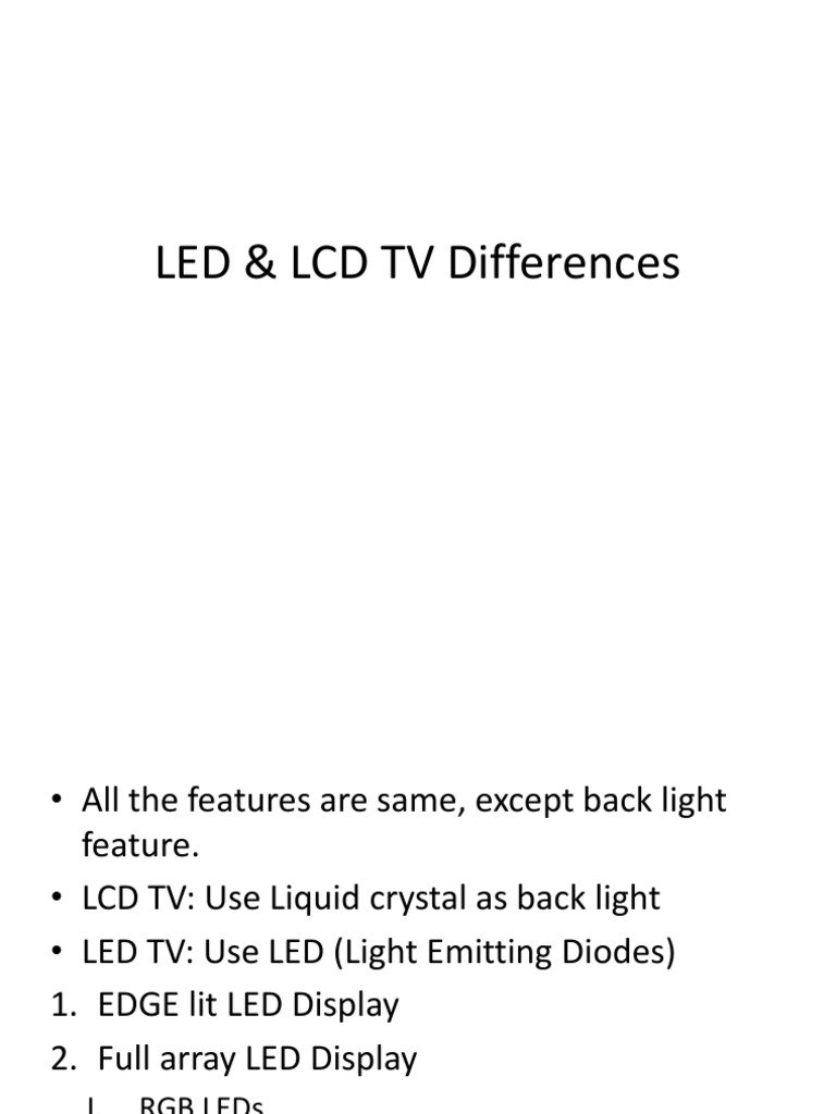 LED vs LCD TV: Key Differences Explained | PDF | Computers | Technology ...