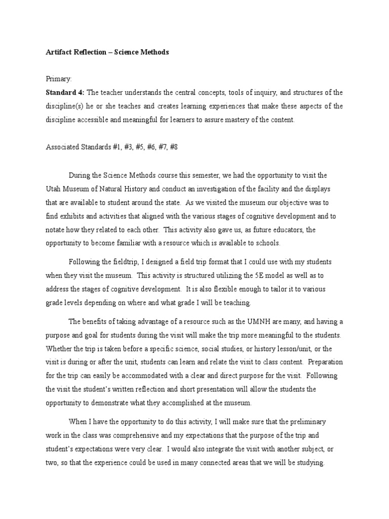 Field Trip Reflection for Grade 9 Science | PDF | Museum | Teachers