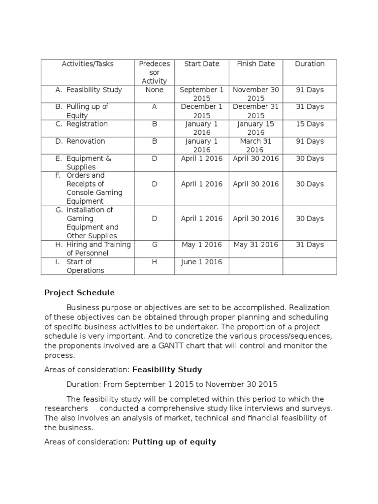 Project Timetable Feasib | Feasibility Study | Economies