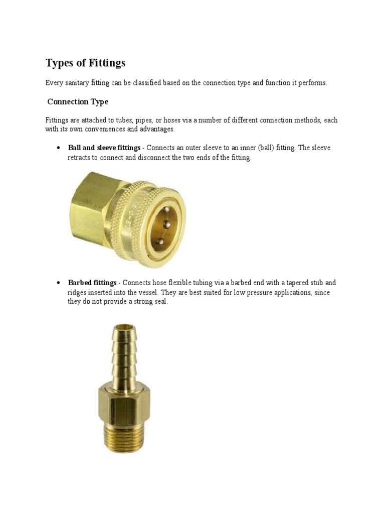 Types of Fittings | PDF | Building Engineering | Gas Technologies