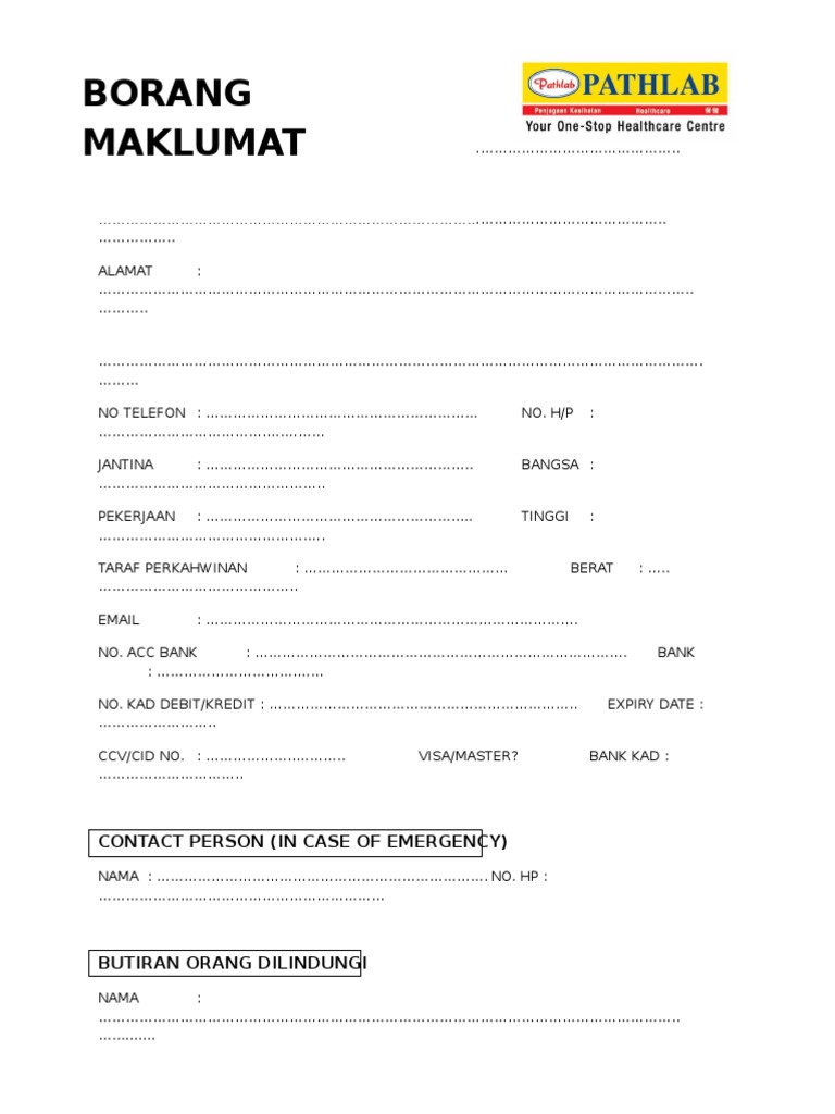 Borang Butiran Diri | PDF