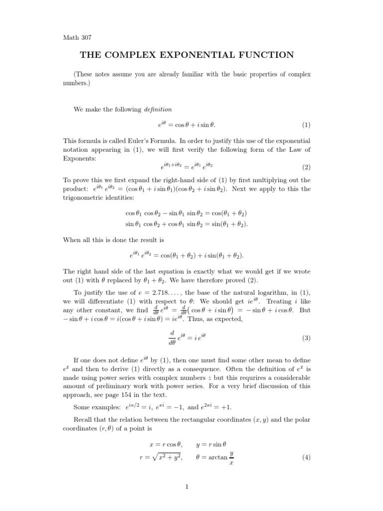 Complex Exponential Functions Explained | PDF