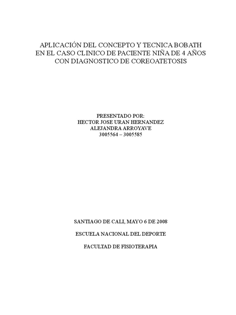 Aplicacion Tecnica Bobath en Paciente Con Coreoatetosis | PDF | Nervio ...