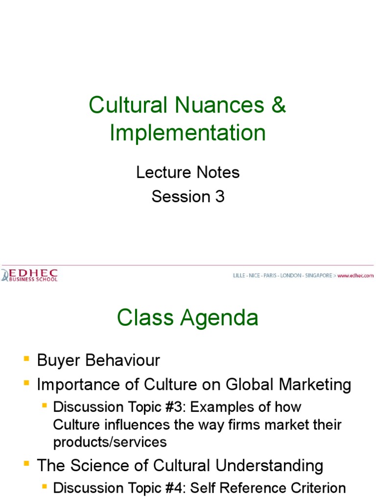 Cultural Nuances & Implementation: Lecture Notes Session 3 | PDF ...