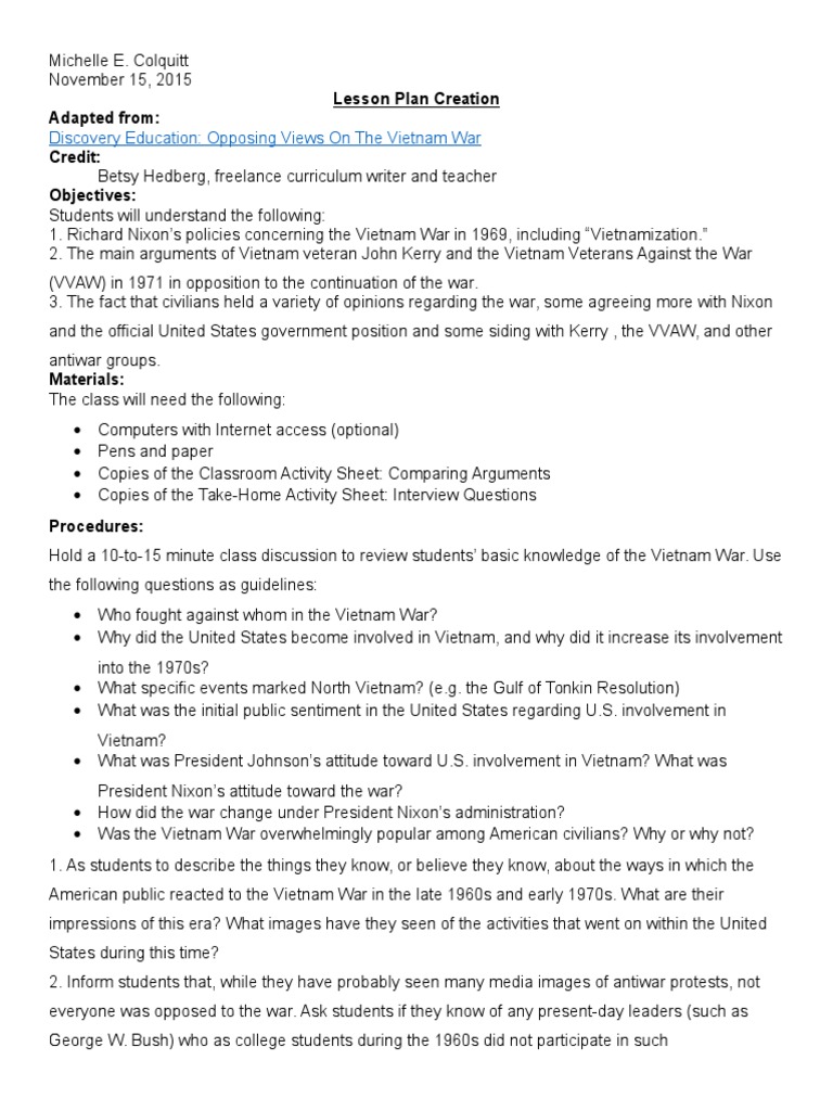 Opposing Views On The Vietnam War | PDF | Vietnam War | Richard Nixon