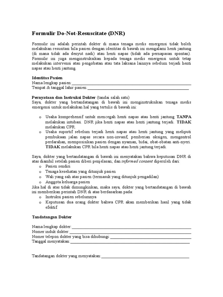 Formulir DNR | PDF