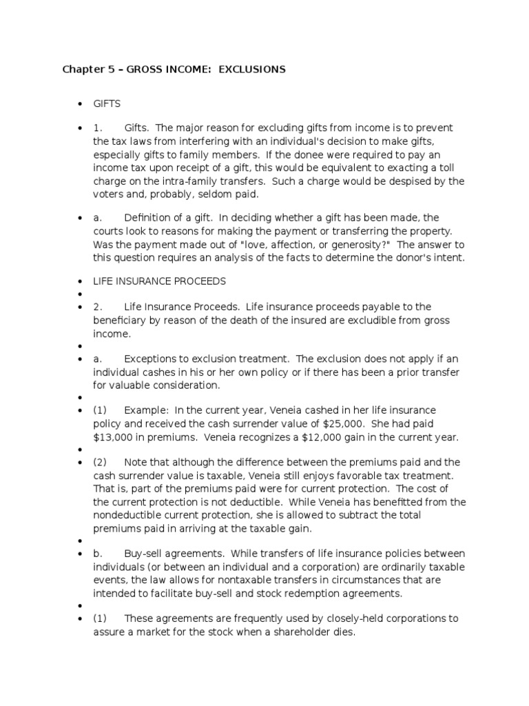 ACCT 450 CH Chapter 5 - GROSS INCOME: EXCLUSIONS | PDF | Employee ...