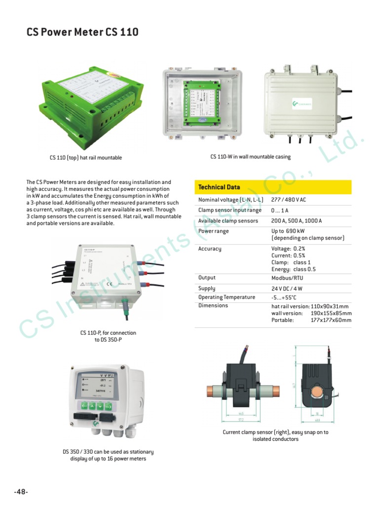 CS Power Meter CS 110: Technical Data | PDF | Power Supply | Electrical ...