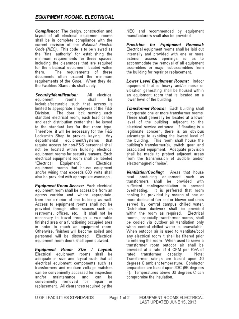 Equipment Rooms Electricalequipment-Rooms-Electrical Reference | PDF | Lock (Security Device ...