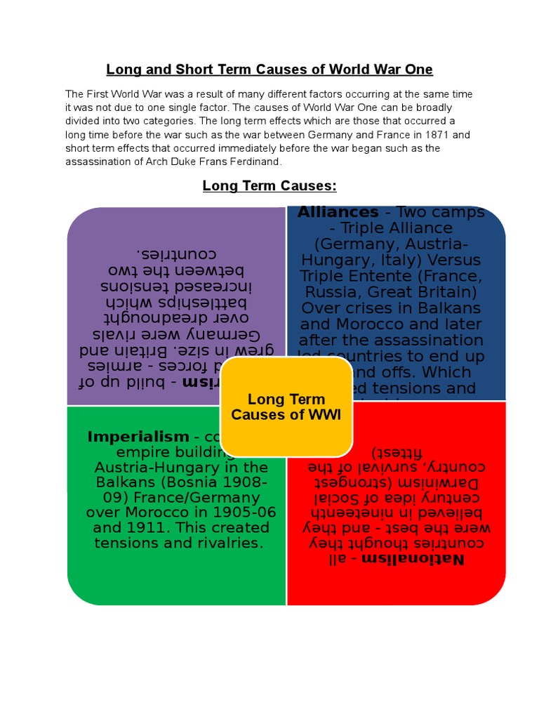 Long and Short Term Causes of World War One | PDF | Austria Hungary ...
