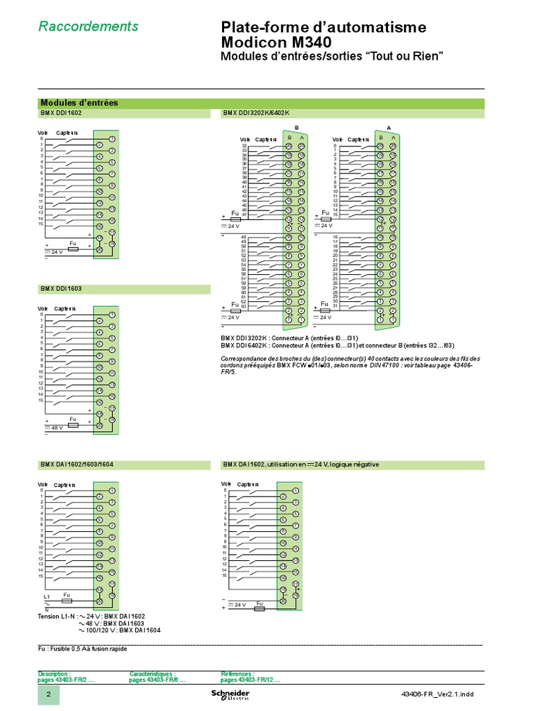 Racc Modules DI DO Modicon M340 | PDF | Gris | Bleu