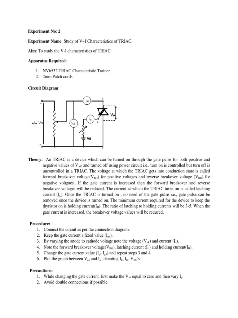 Triac Vi Characteristics | PDF