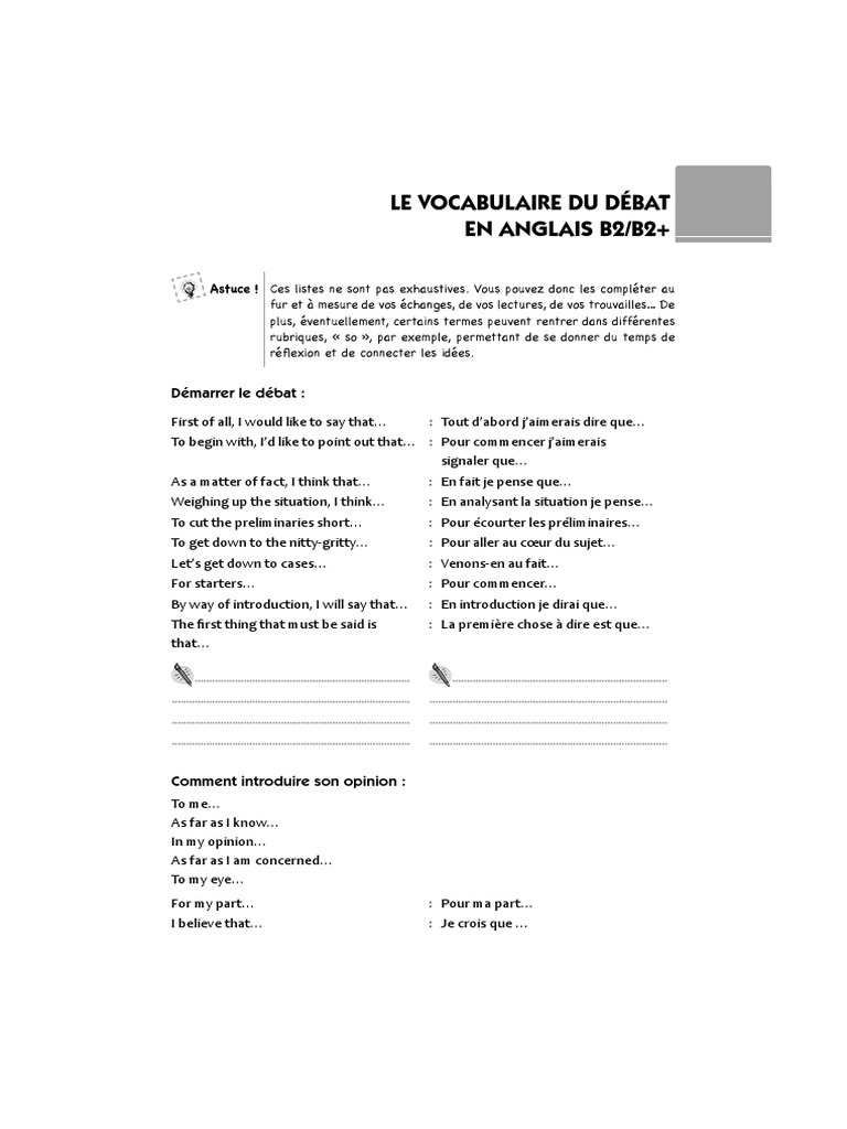 Vocabulaire Du Debat | PDF