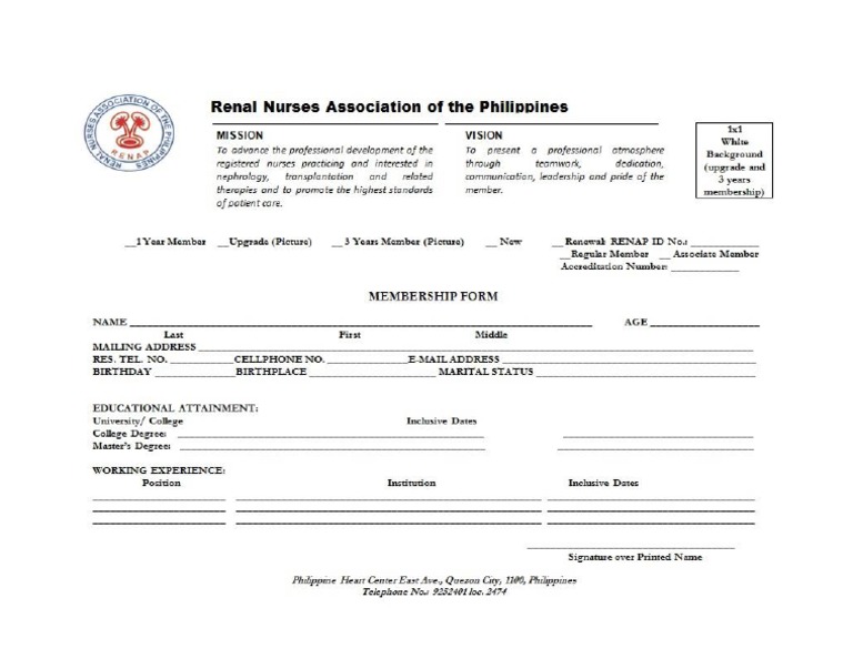 Renap Online Membership Form PDF | PDF