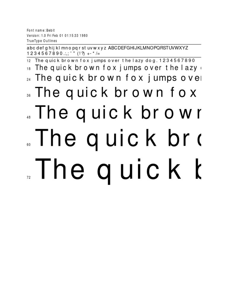 Font Type Bebit (TrueType) | PDF