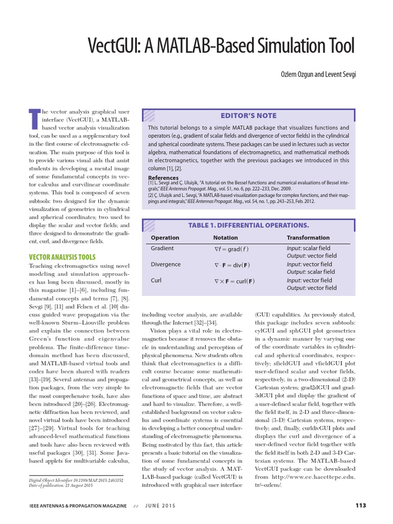 Vectgui: A Matlab-Based Simulation Tool: Ozlem Ozgun and Levent Sevgi | PDF | Euclidean Vector ...