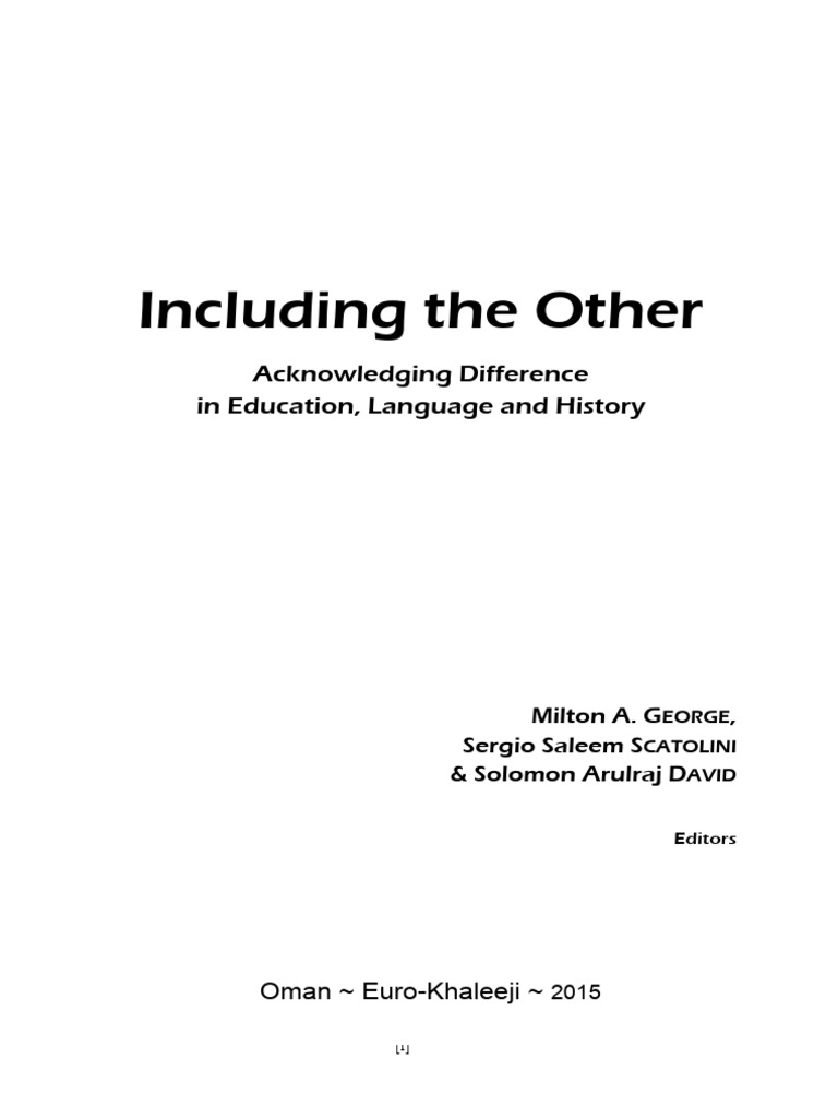 Including The Other: Acknowledging Difference in Education, Language ...