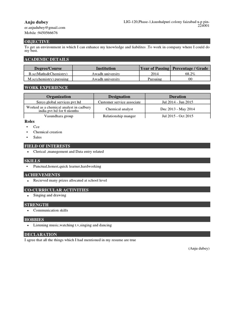 Anju Dubey - Functional Resume - 01 | PDF