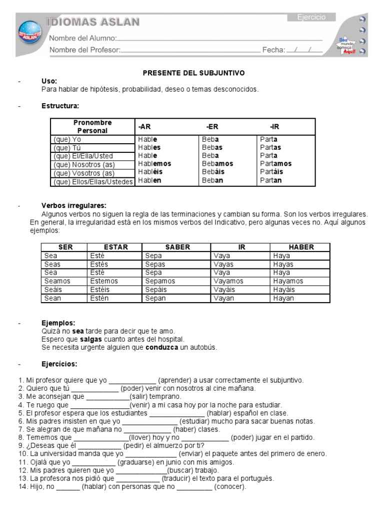 Subjuntivo Presente