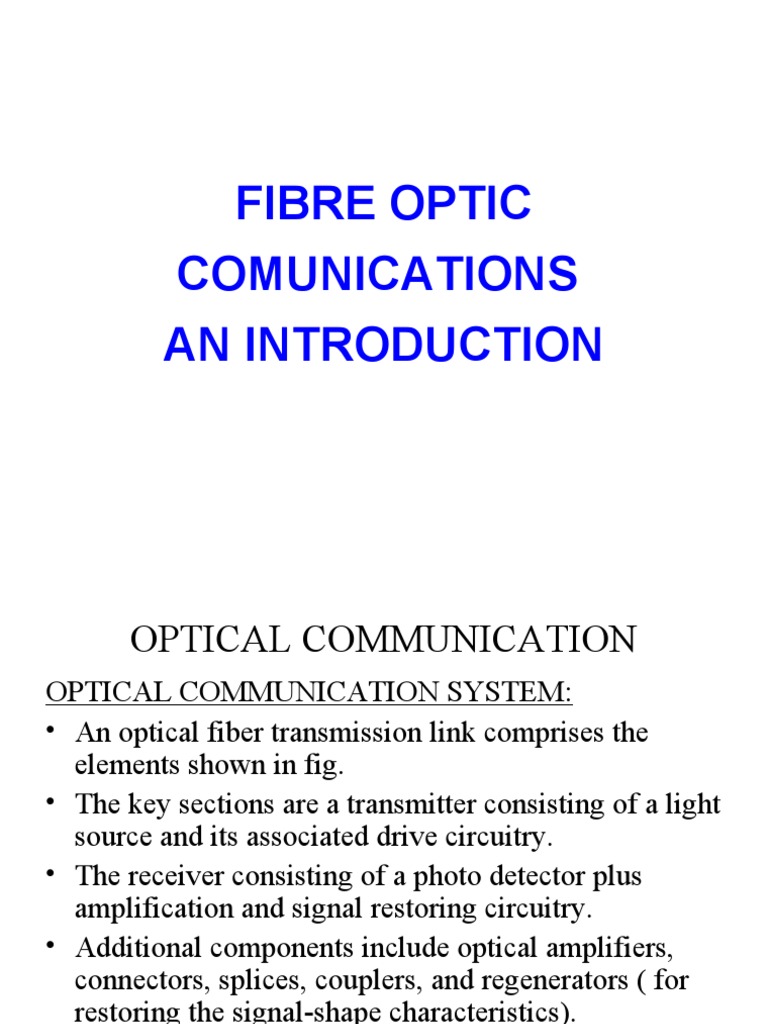 Fibre Optic Comunications An Introduction | PDF | Optical Fiber | Dispersion (Optics)