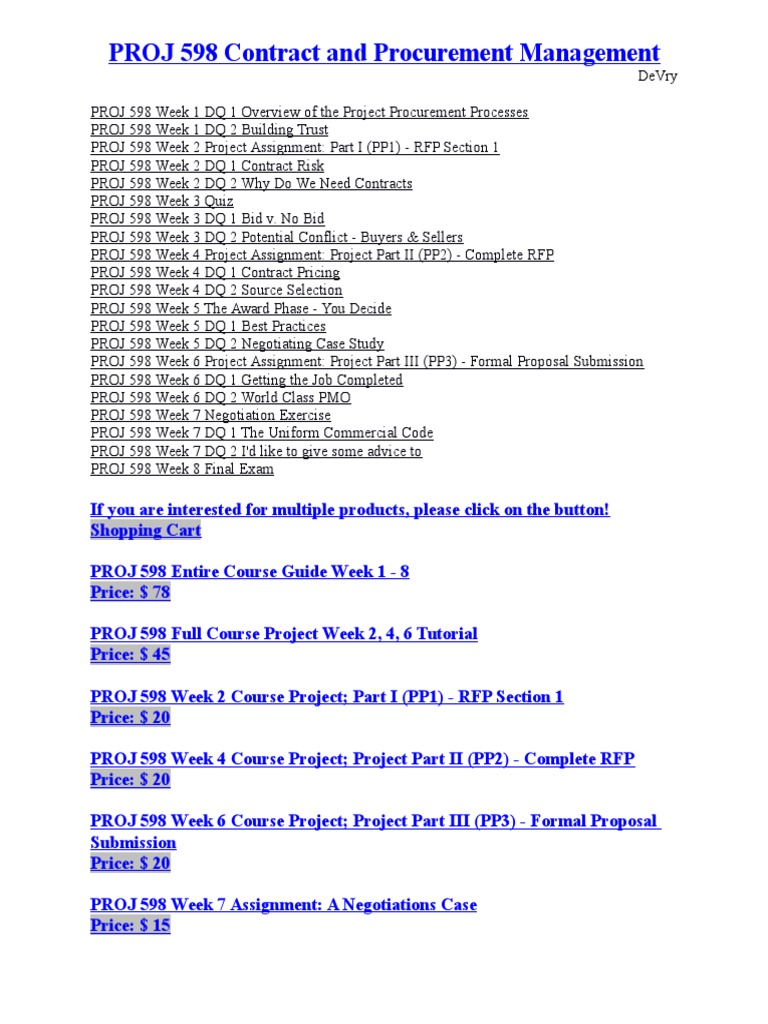 PROJ 598 Contract and Procurement Management | PDF | Request For ...