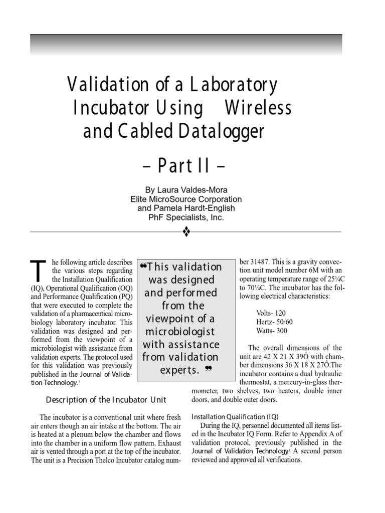 Incubators Validation | PDF