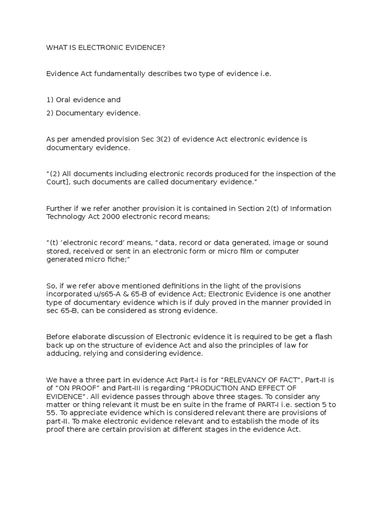 What Is Electronic Evidence | PDF | Hearsay | Evidence (Law)